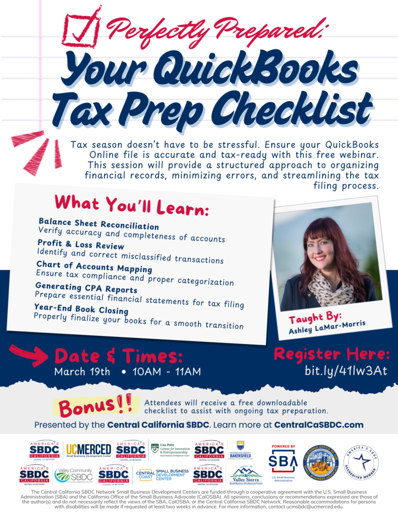 Perfectly Prepared: Your QuickBooks Tax Prep Checklist – Valley Sierra SBDC